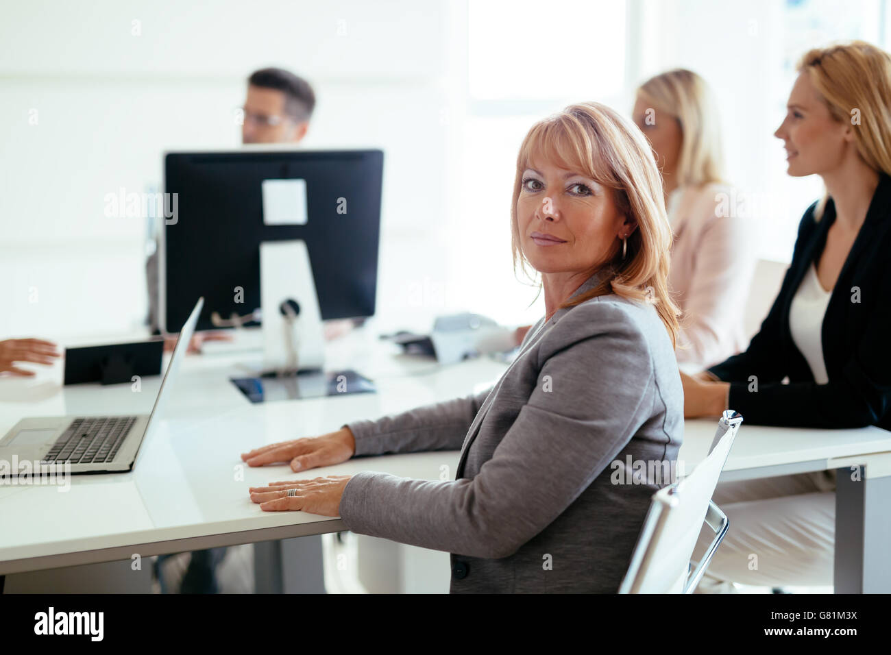 Woman meeting boss office hi-res stock photography and images - Alamy