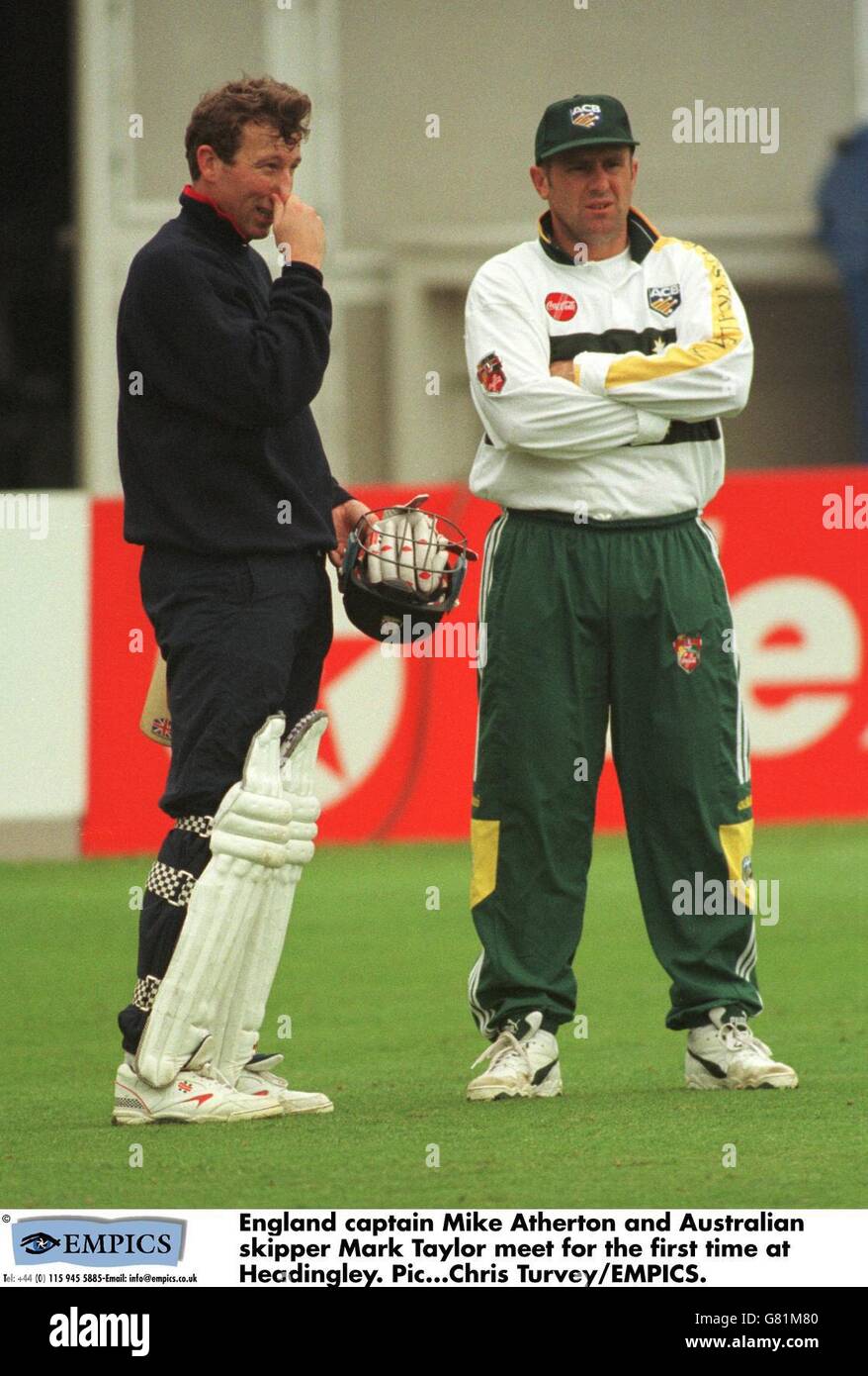 England captain Mike Atherton and Australian skipper Mark Taylor meet ...