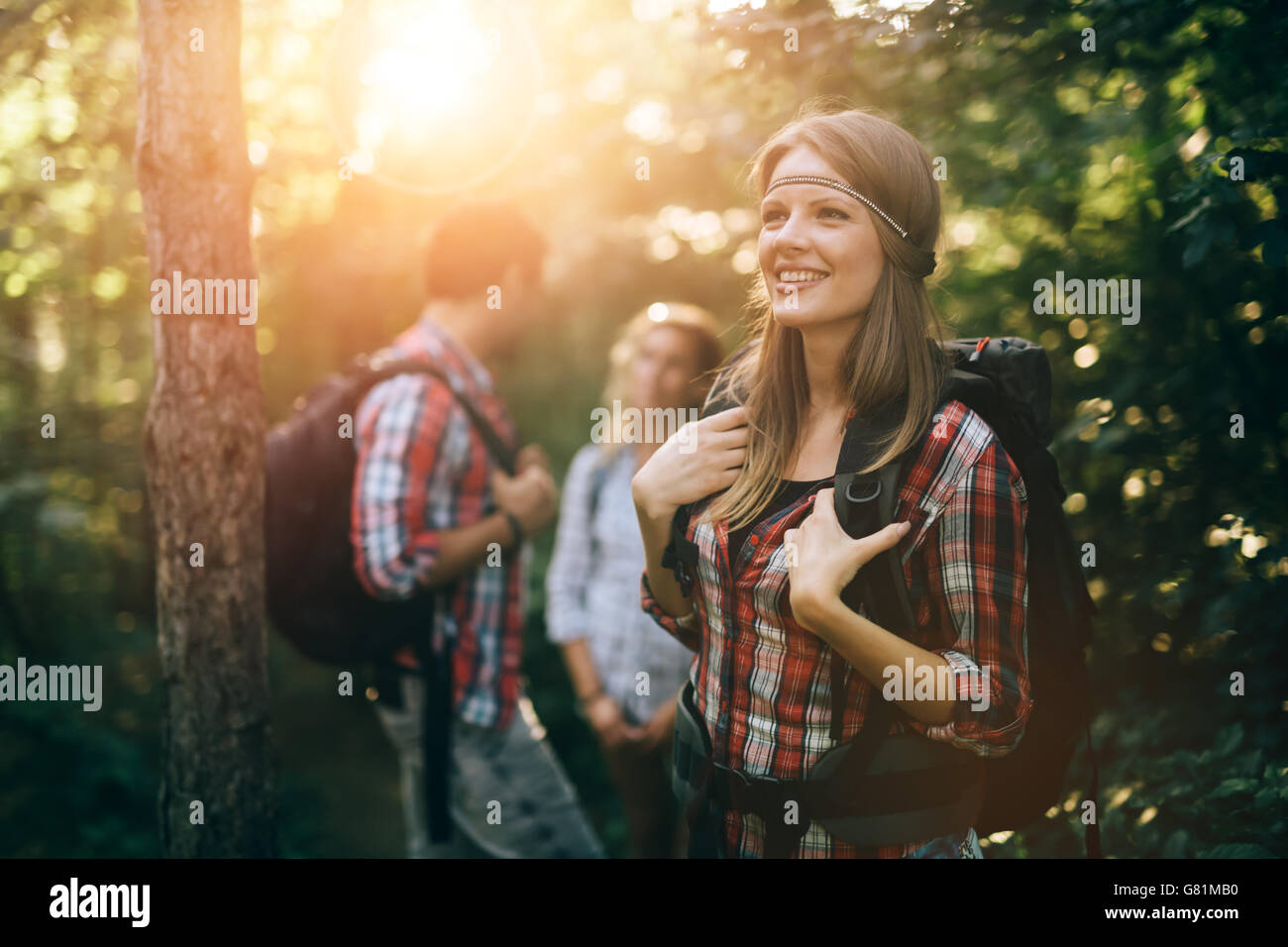 People exploring forest as recreation Stock Photo - Alamy