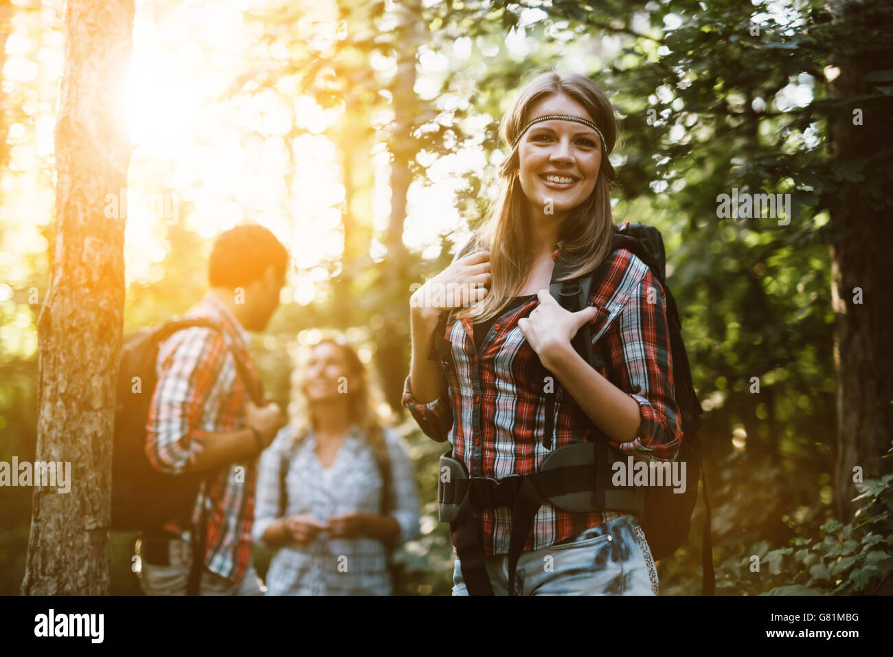 People exploring forest as recreation Stock Photo - Alamy