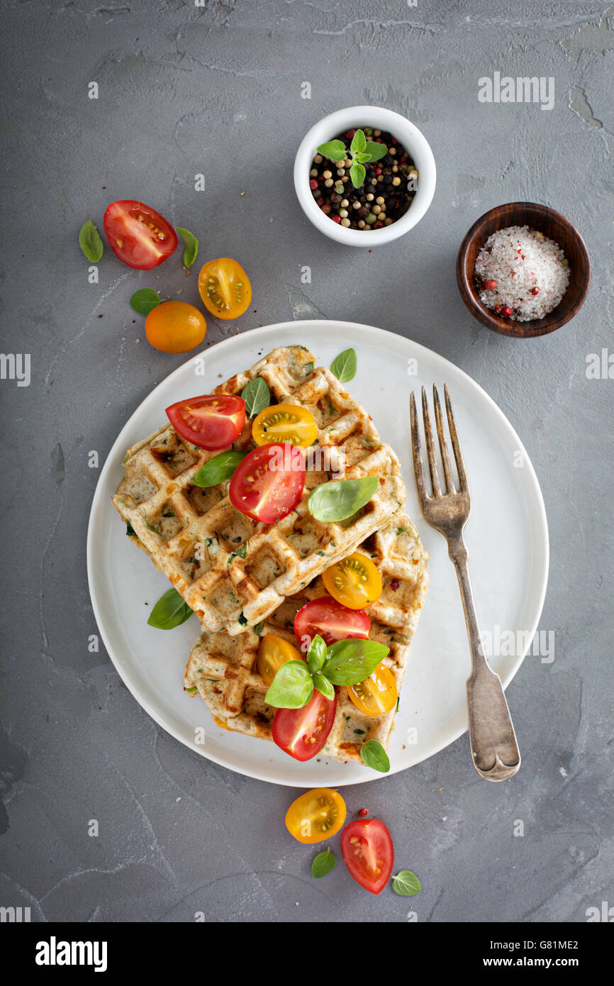 Vegetable and cheese savory waffles Stock Photo - Alamy