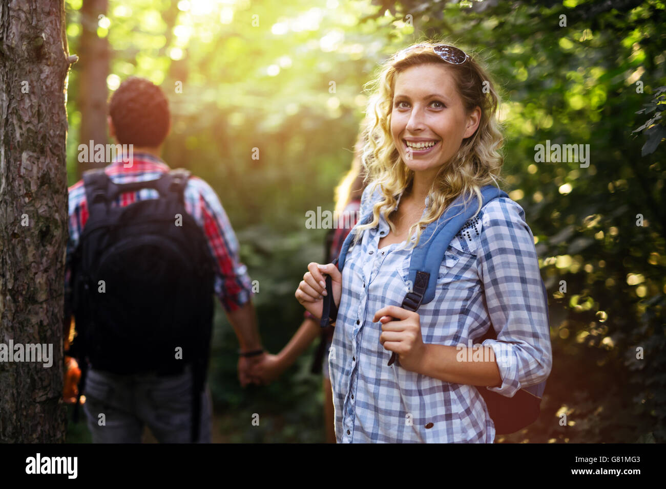 People exploring forest as recreation Stock Photo - Alamy