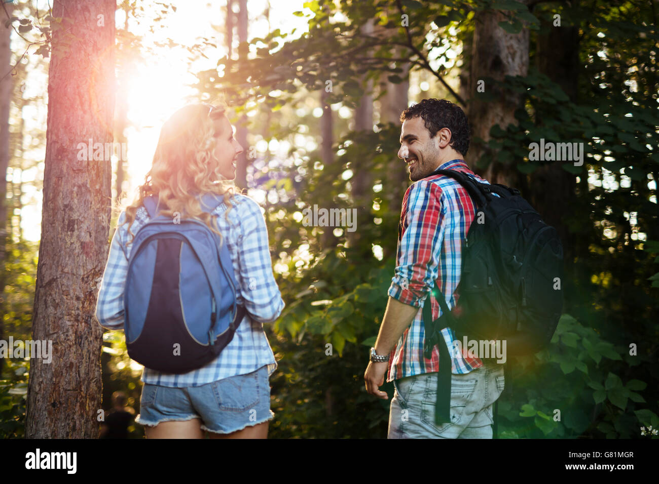 People exploring forest as recreation Stock Photo - Alamy