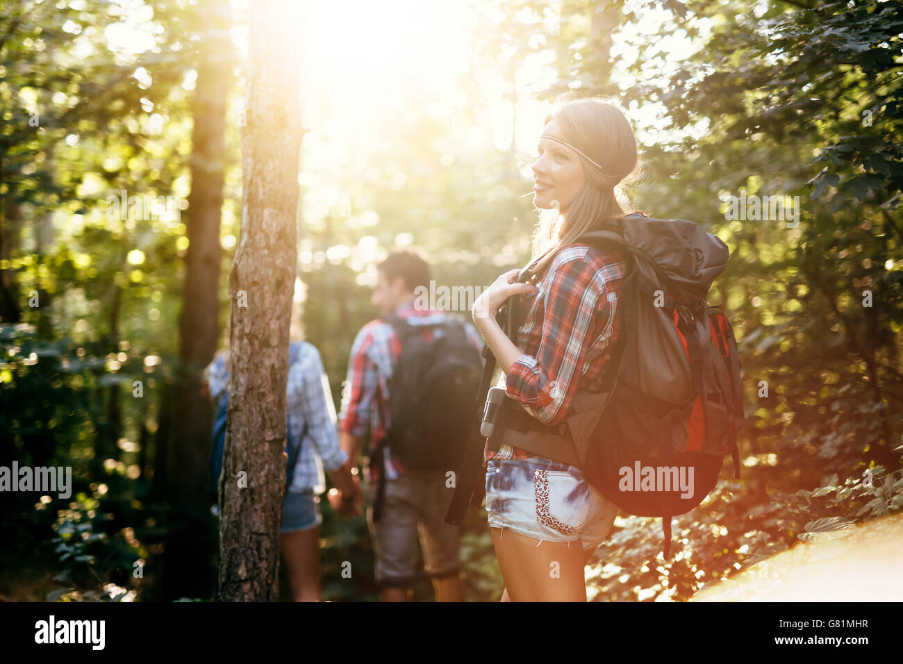 People exploring forest as recreation Stock Photo - Alamy