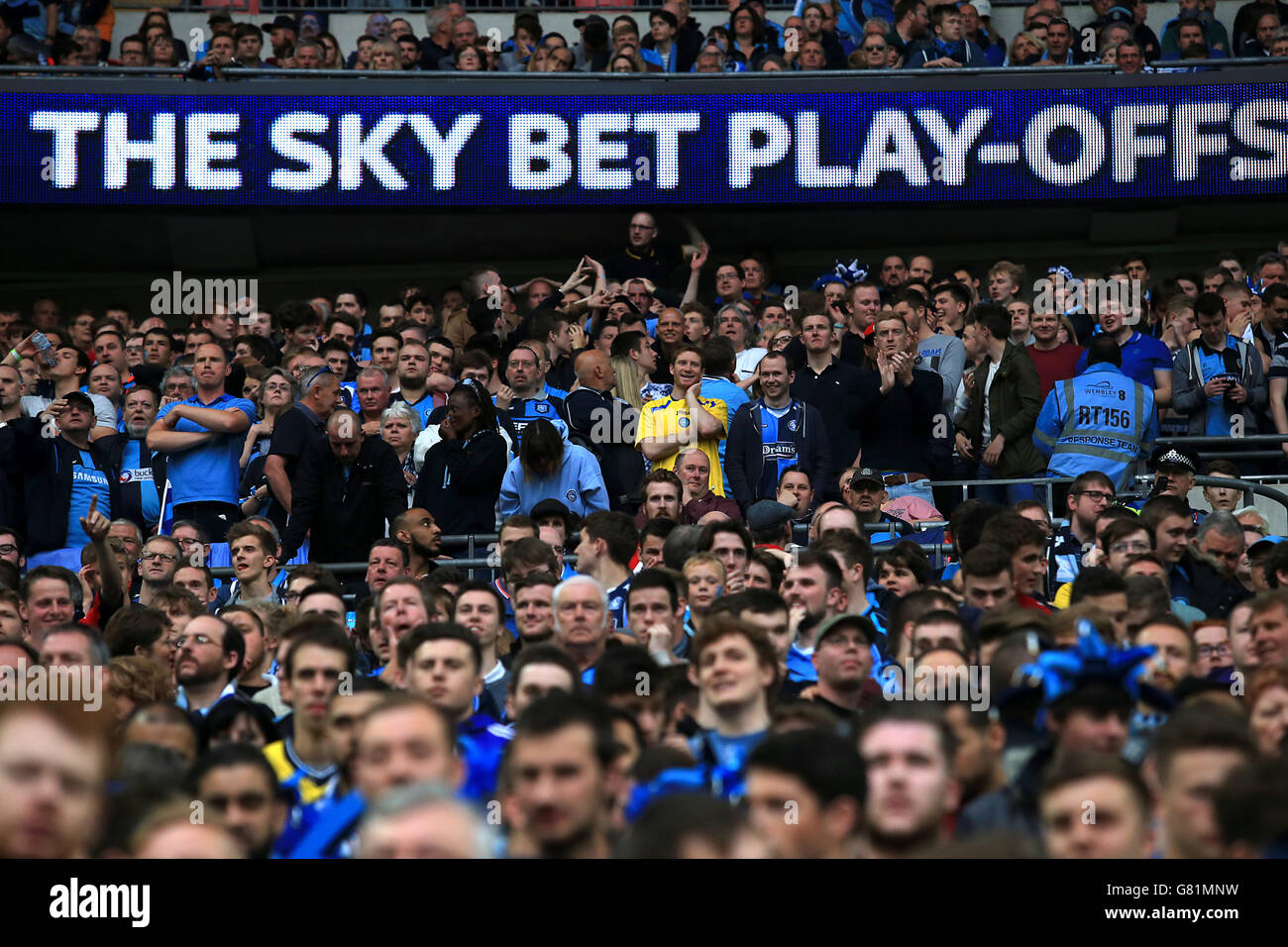 Wycombe Wanderers Fans In The Stands At Wembley Stadium High Resolution ...