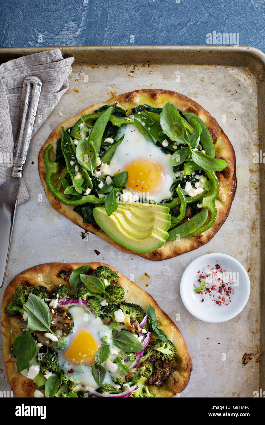 Top view breakfast pizza hi-res stock photography and images - Alamy