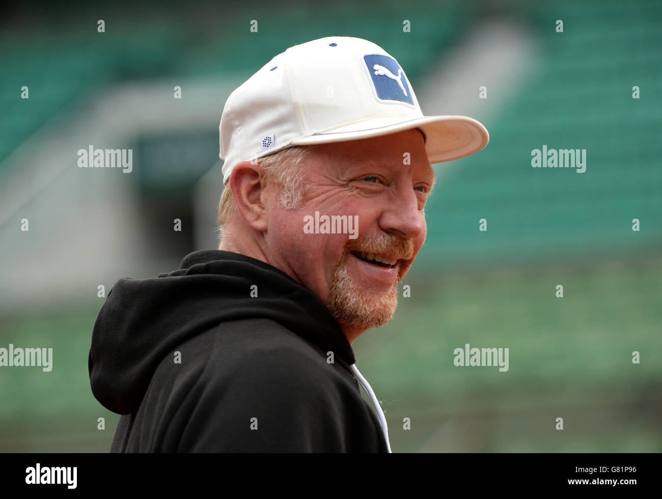 Boris Becker during Novak Djokovic's practice on day eleven of the ...