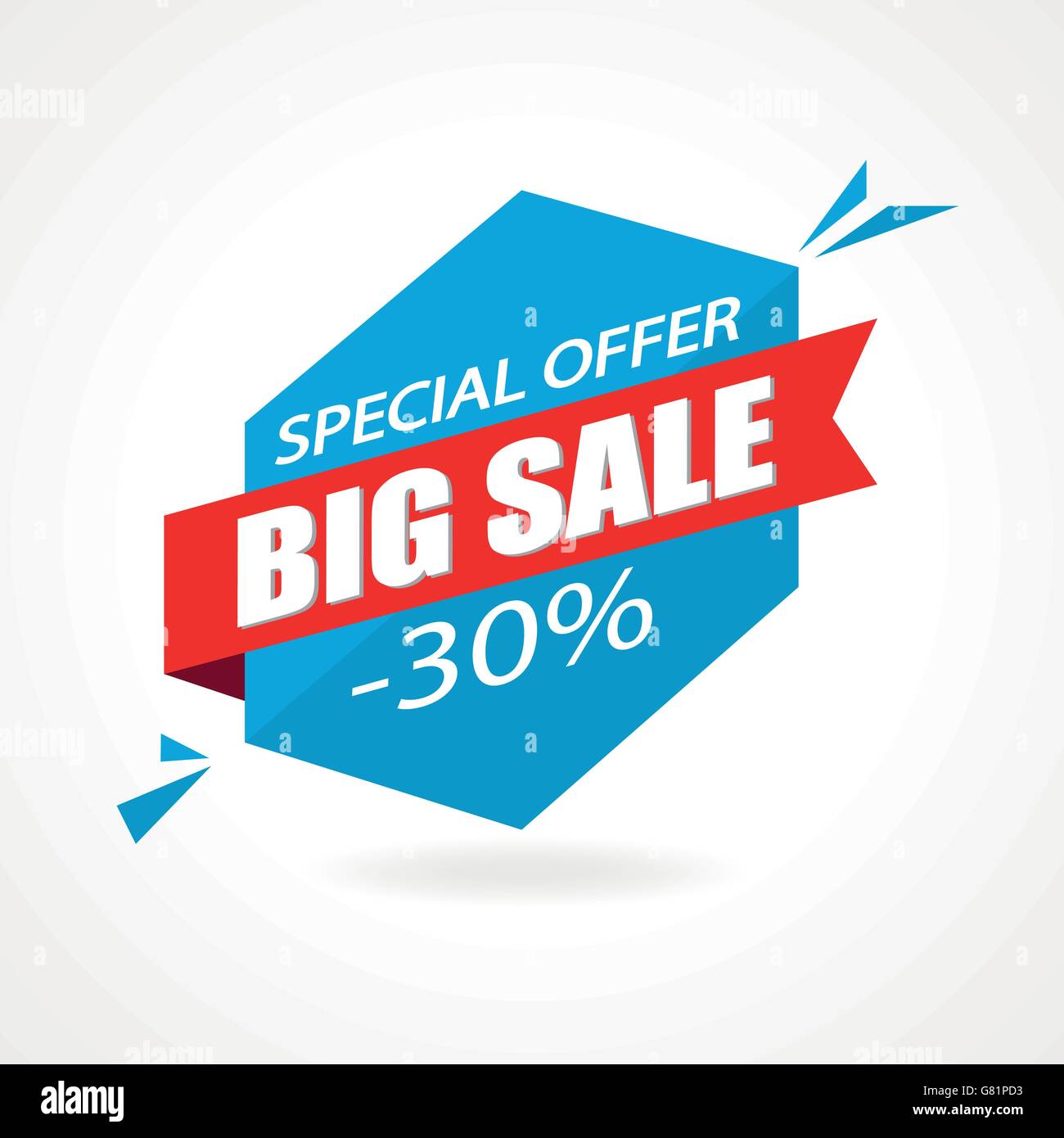Discount 30 percent off - advertising vector banner in origami retro ...