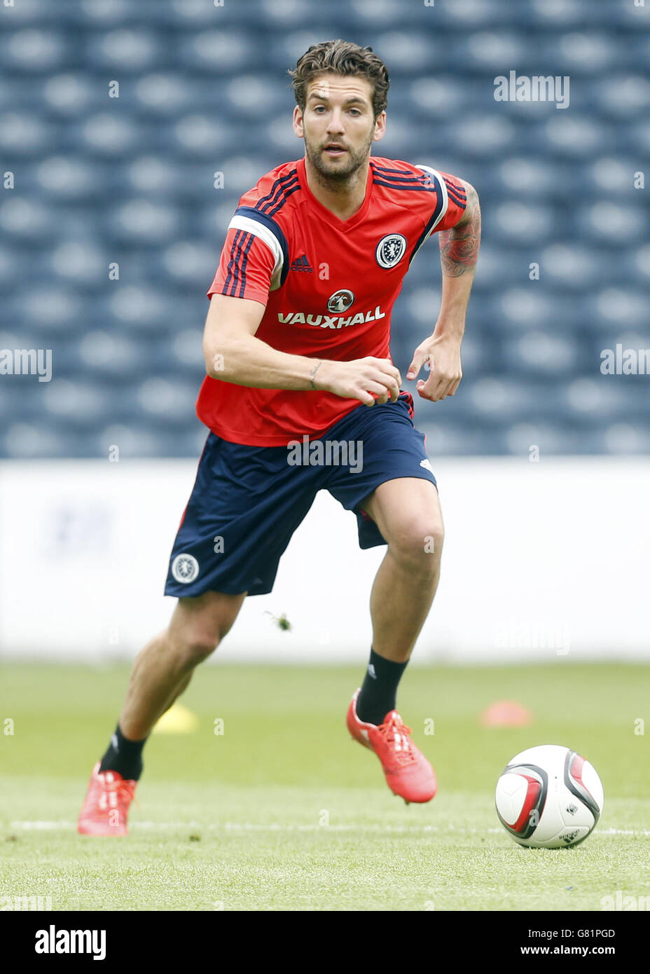 Scotland's Charlie Mulgrew during the training session at Hampden Park ...