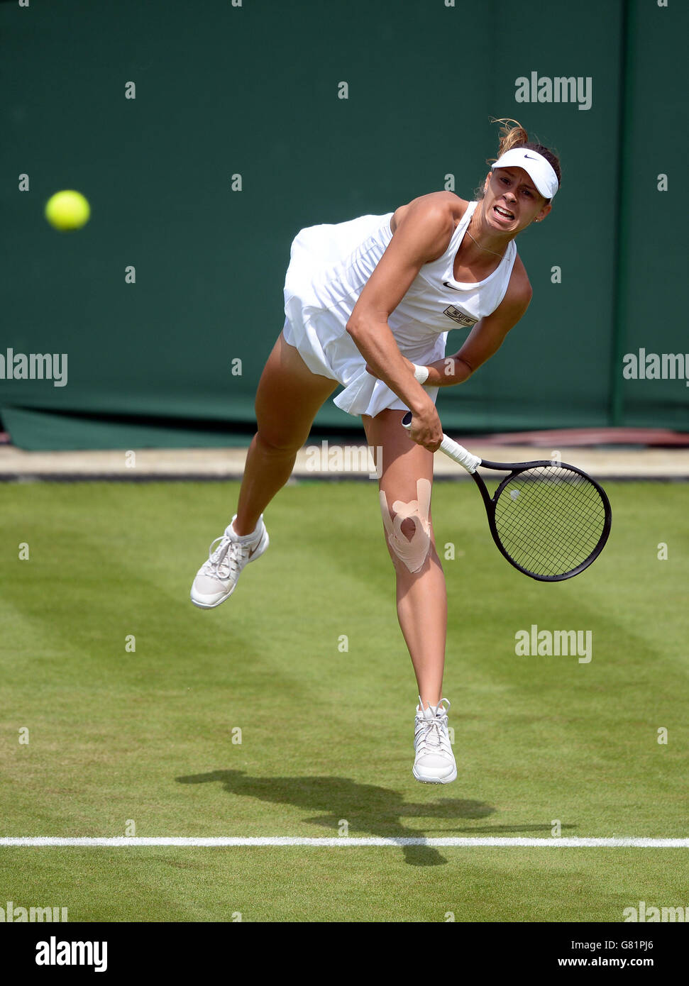 Magda Linette in action against Samantha Stosur on day One of the ...