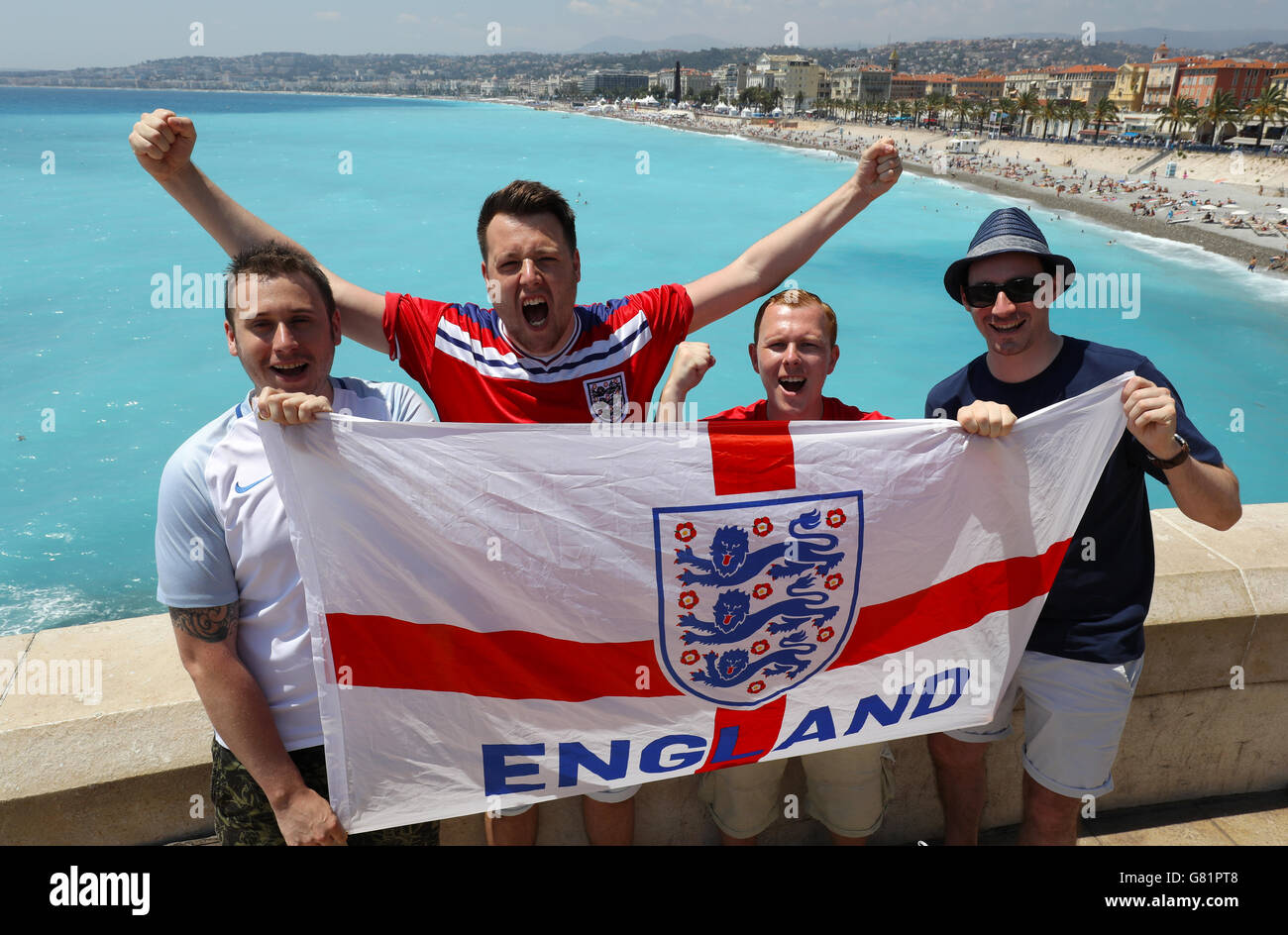 England fans from Reading near the beach in Nice, France Stock Photo ...