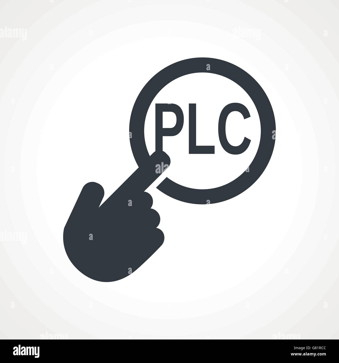 Hand presses the button with text "PLC Stock Vector Image & Art - Alamy