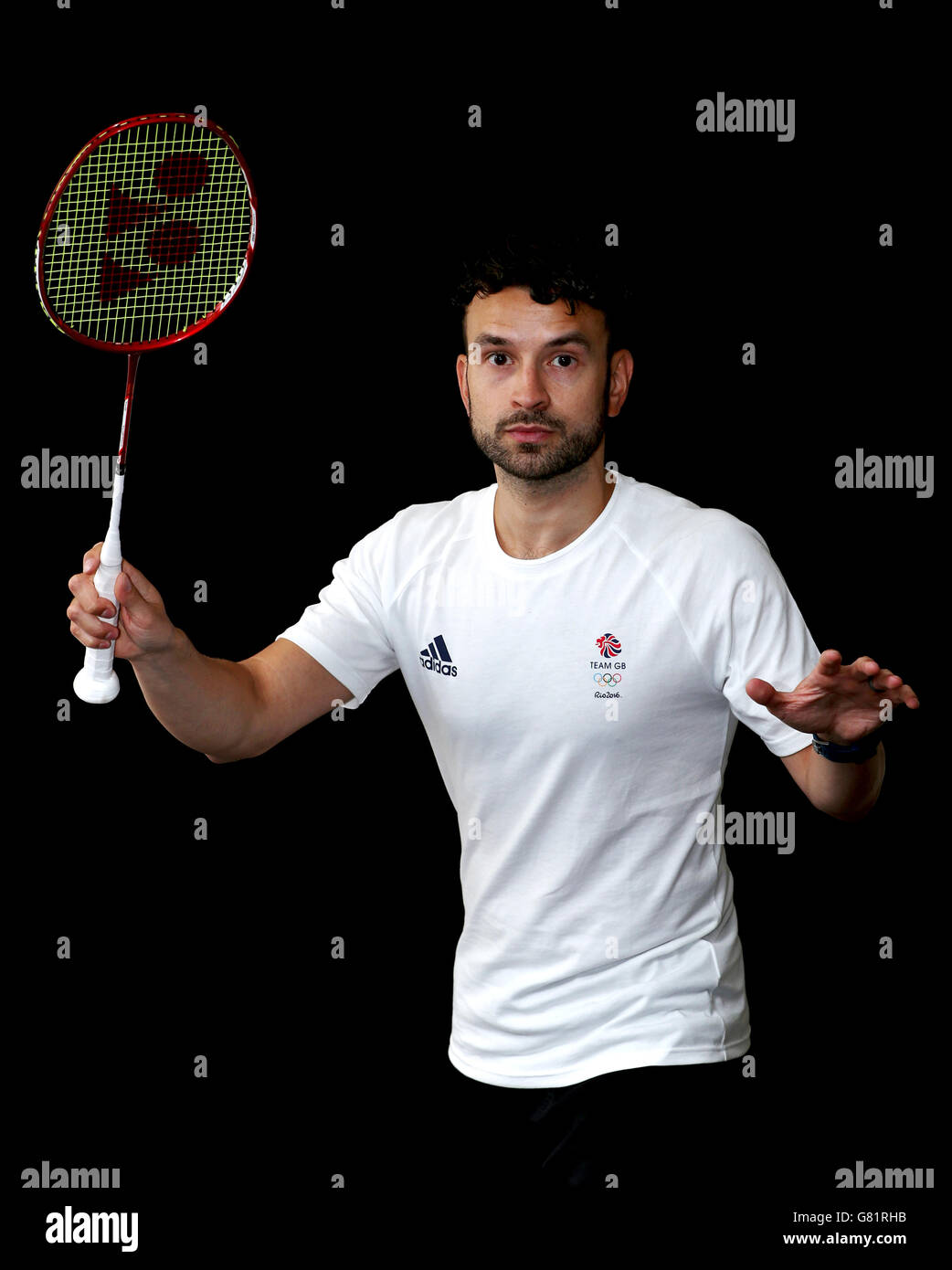 Team GB's Chris Langridge poses for a photo after the Badminton Olympic ...