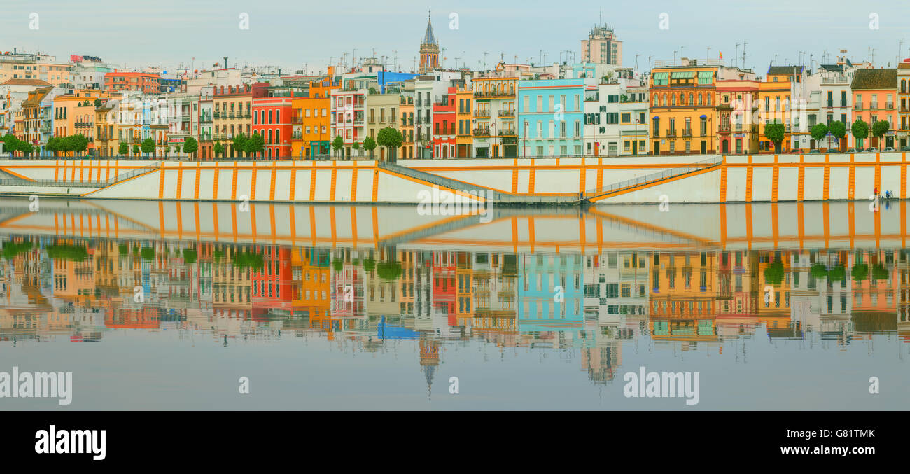 Seville panoramic cityscape with historical buildings, city skyline ...