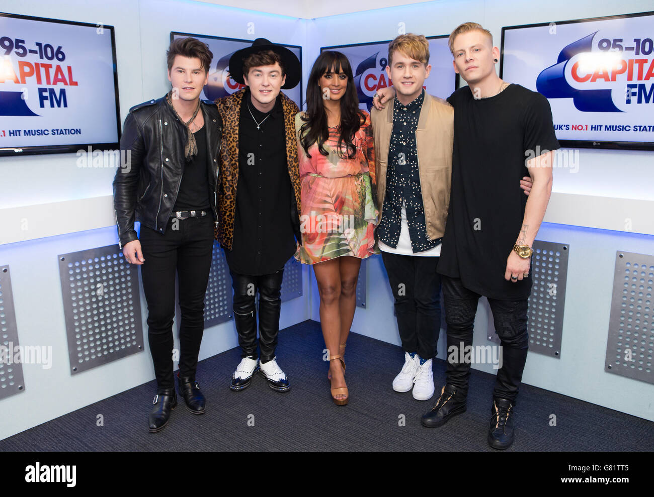 Capital fm presenter max with charley bagnall left hi-res stock ...