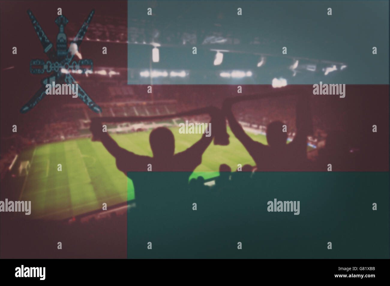 sport stadium with fans and blending Oman flag Stock Photo - Alamy