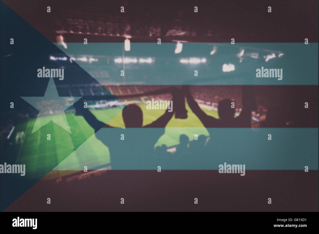 sport stadium with fans and blending Puerto Rico flag Stock Photo - Alamy