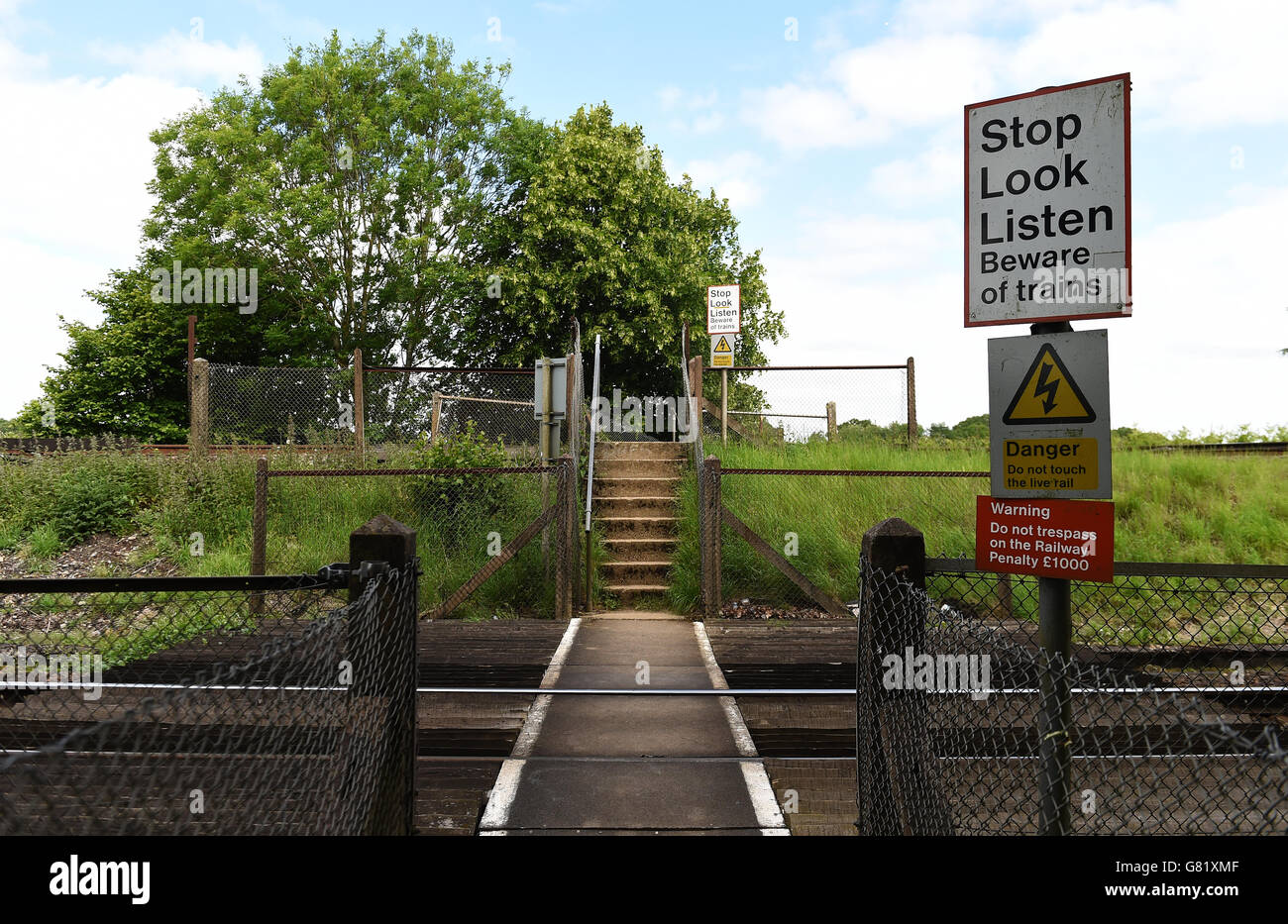 General view of a Footpath level crossing near to Worting Junction in ...
