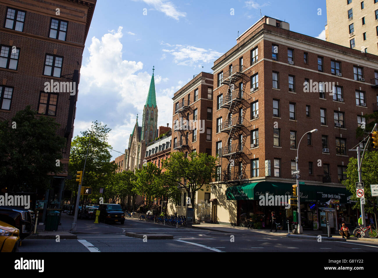A quiet street in upper Manhattan Stock Photo - Alamy
