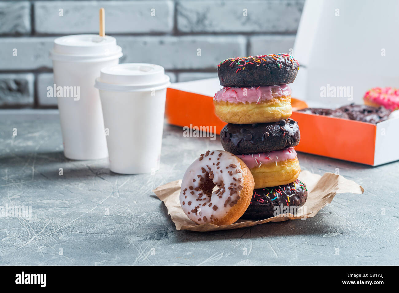 Stack assorted donuts copy hi-res stock photography and images - Alamy