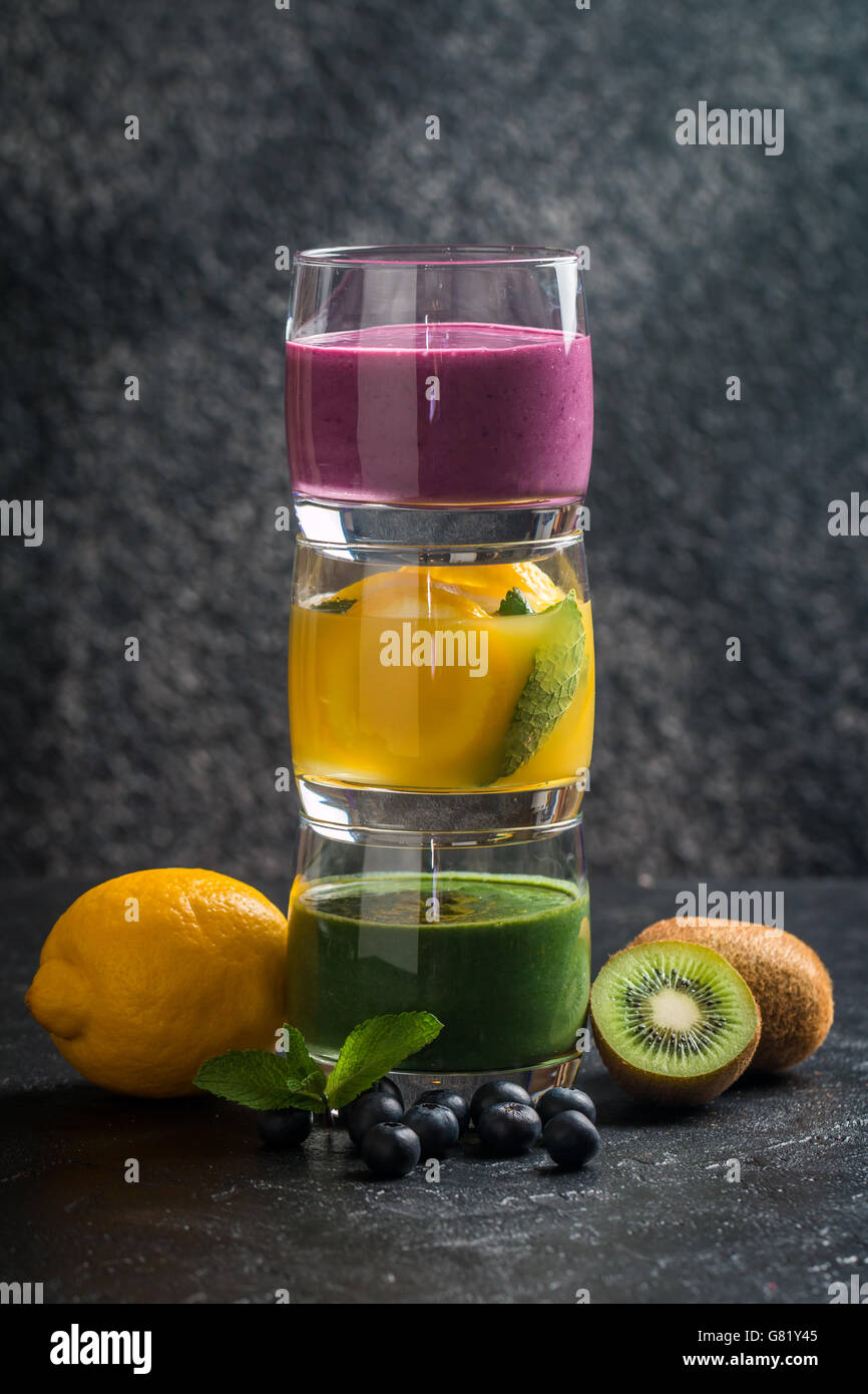 Colorful Healthy Fruit Smoothie Stock Photo - Alamy