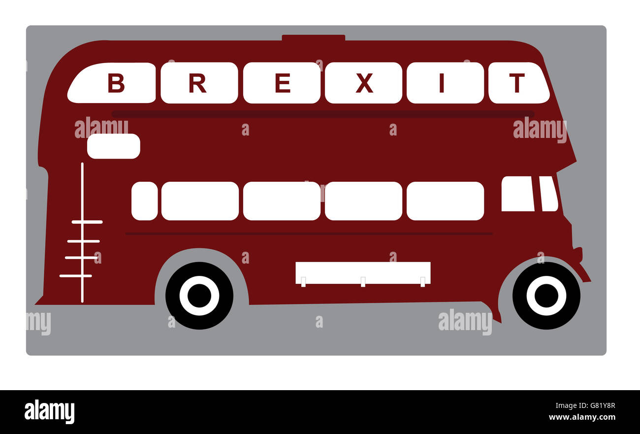 red schoolbus england with brexit Stock Photo - Alamy