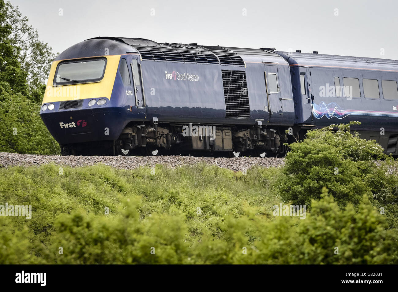 A First Great Western train passes through countryside on the London to ...
