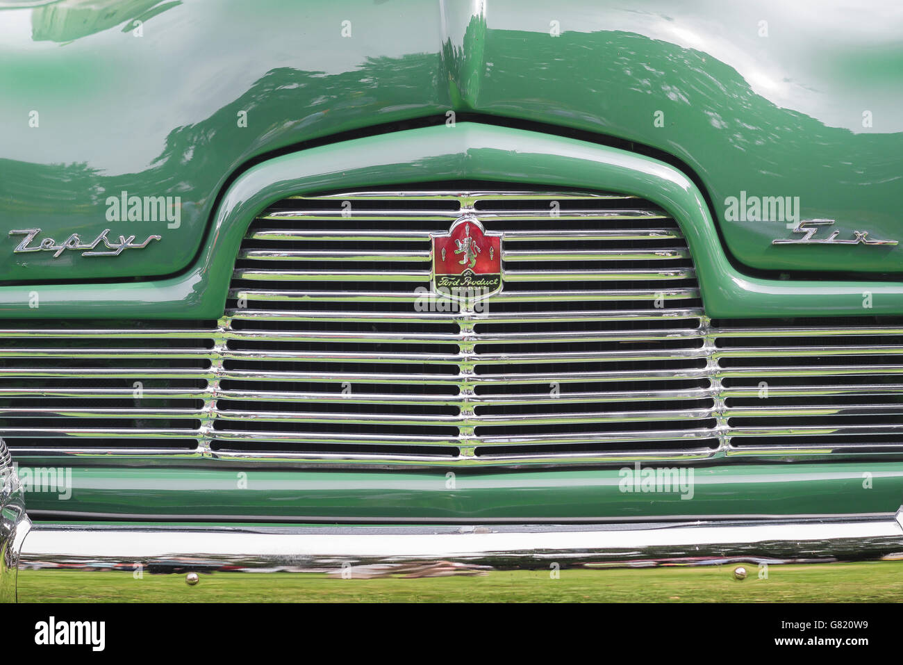 Detail of an early 1960s green Ford Zephyr car Stock Photo - Alamy