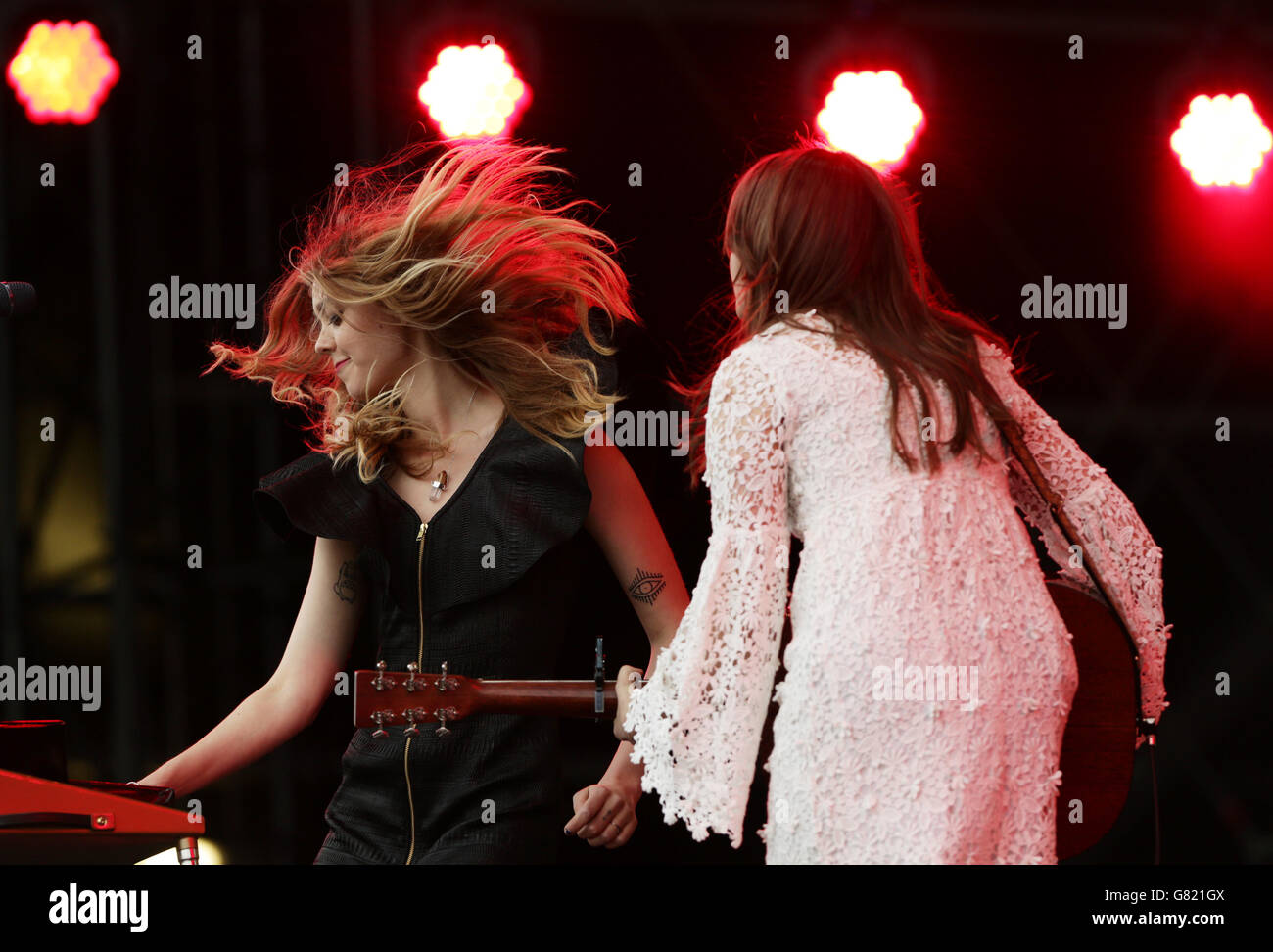 Swedish folk duo First Aid Kit, sisters Johanna (left) and Klara ...