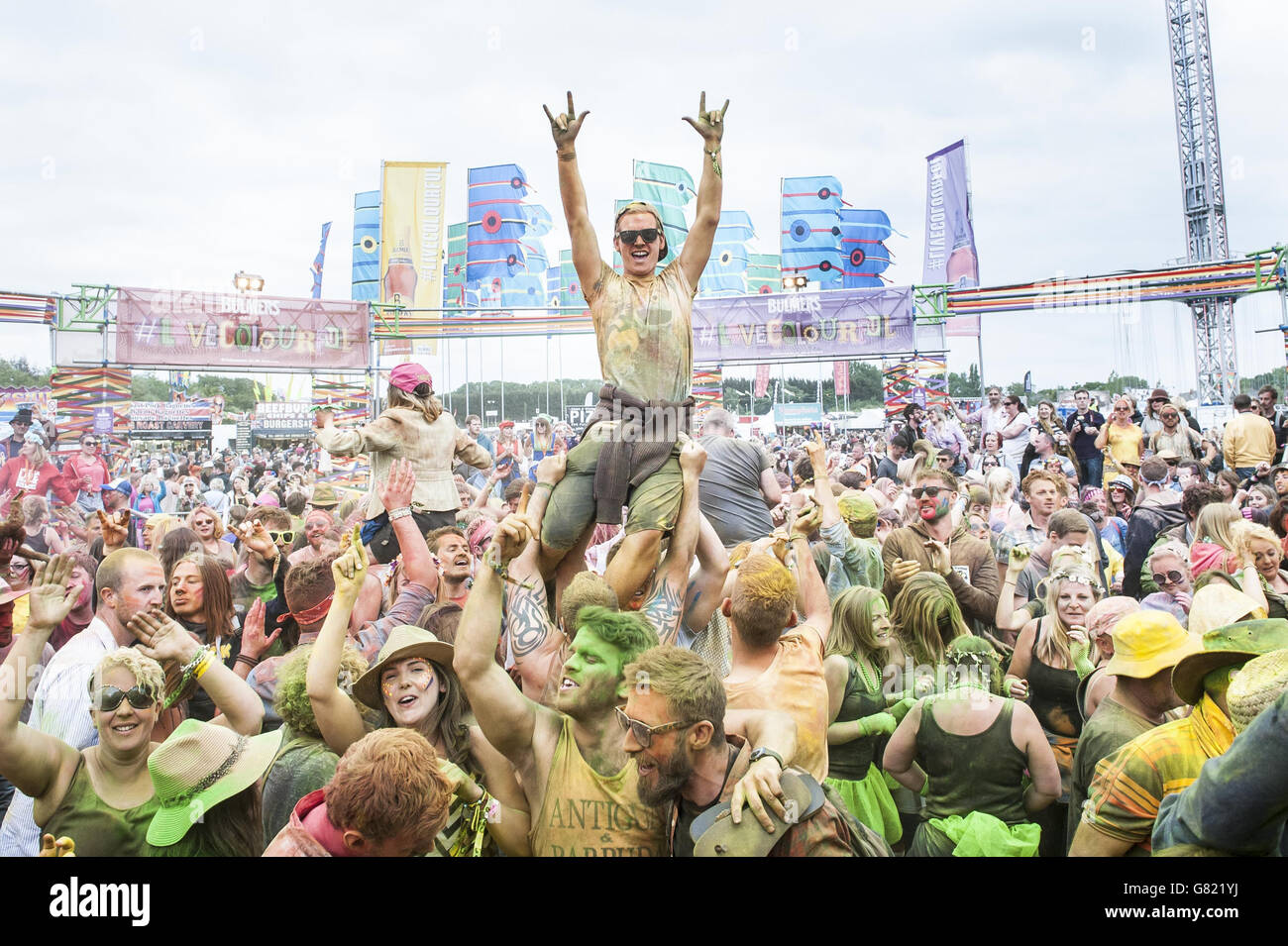 General view of the paint fight at the Bulmers Colourena on day 4 of ...