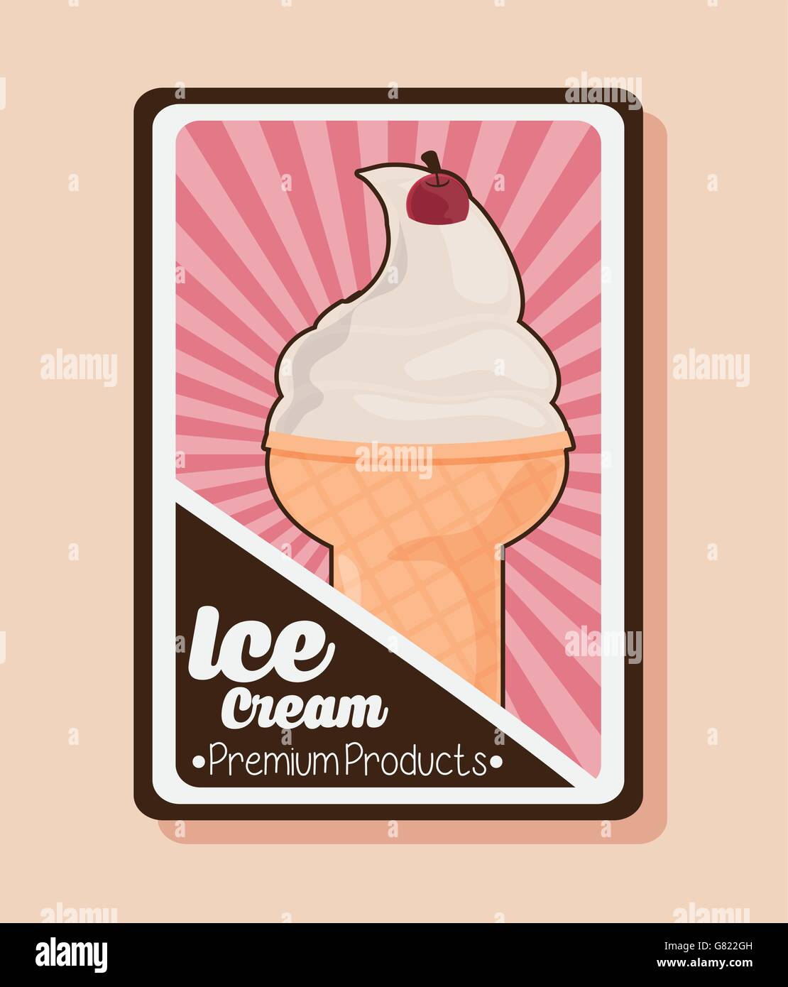 Vintage ice cream over striped frame. Dessert design. Vector gra Stock ...