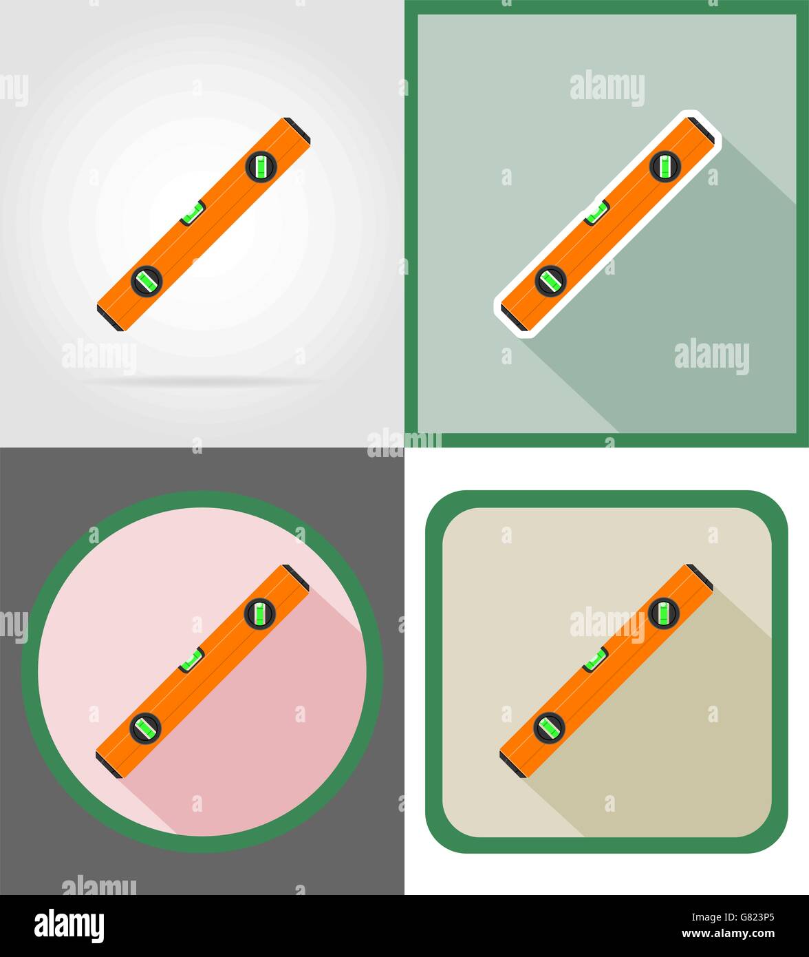 level repair and building tools flat icons vector illustration isolated ...