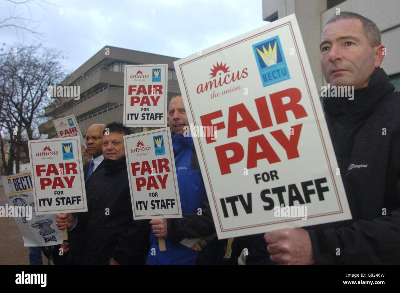 Workers strike at ITV - Southbank Stock Photo - Alamy