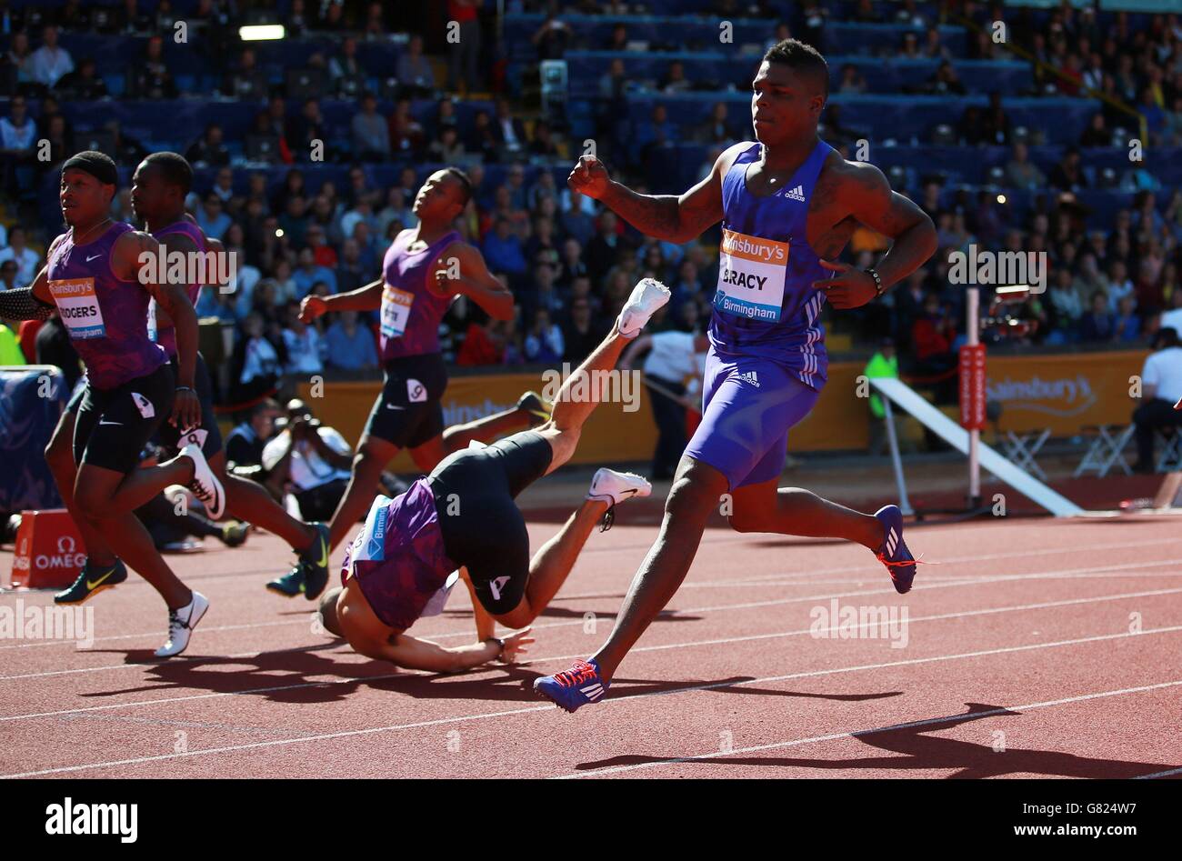 Marvin Bracy wins the 100m as Adam Gemili injures himself in the 100m ...