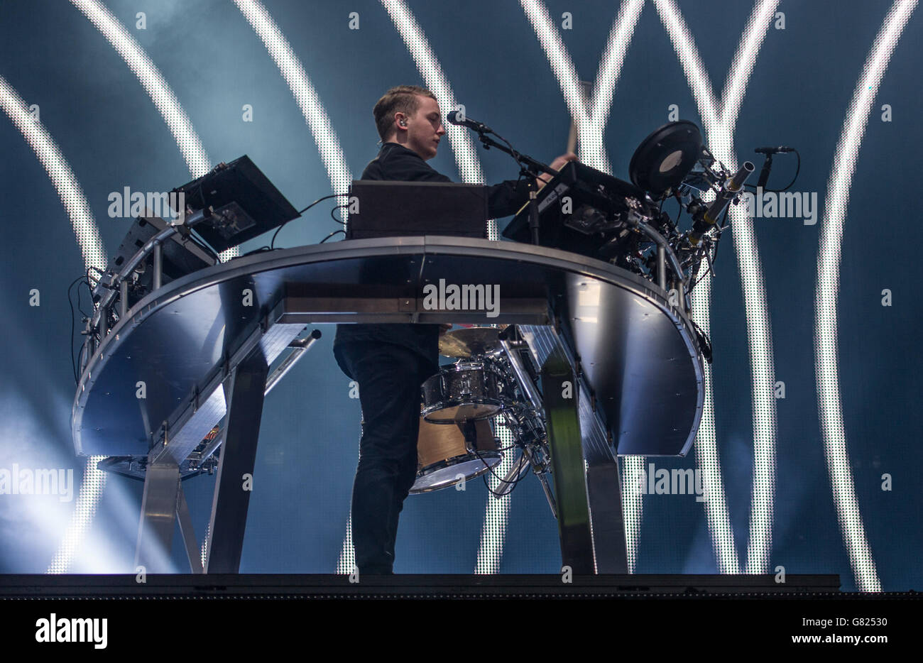 Guy Lawrence of Disclosure performing live on stage on day 1 of ...