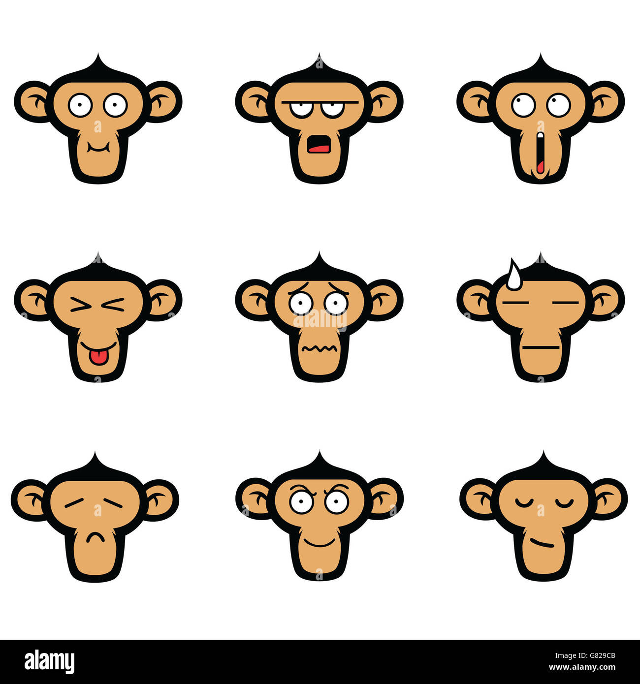 Set cute animals face hi-res stock photography and images - Alamy