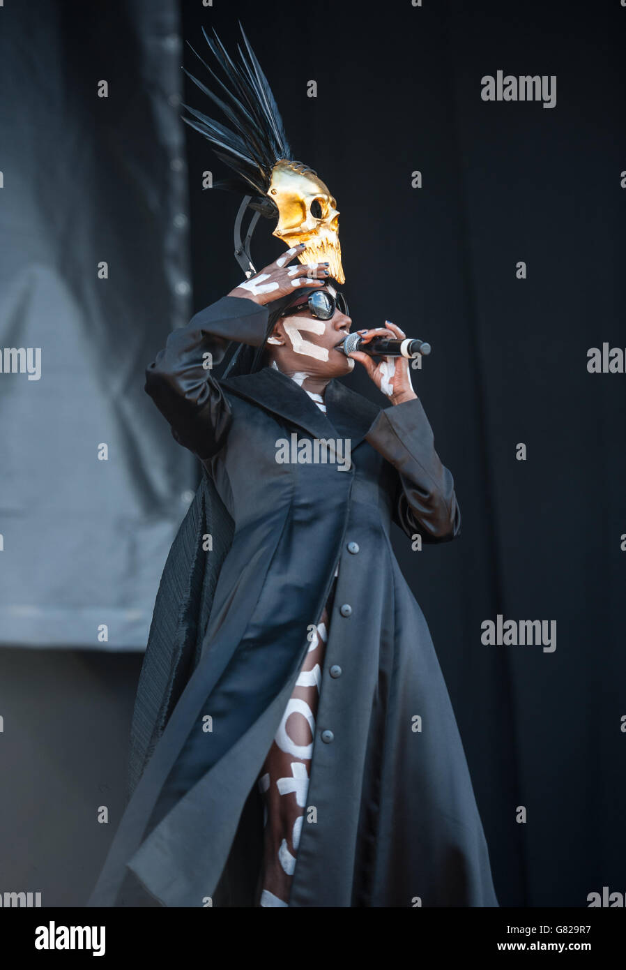 Grace Jones performing live on stage on day 2 of Parklife festival on ...