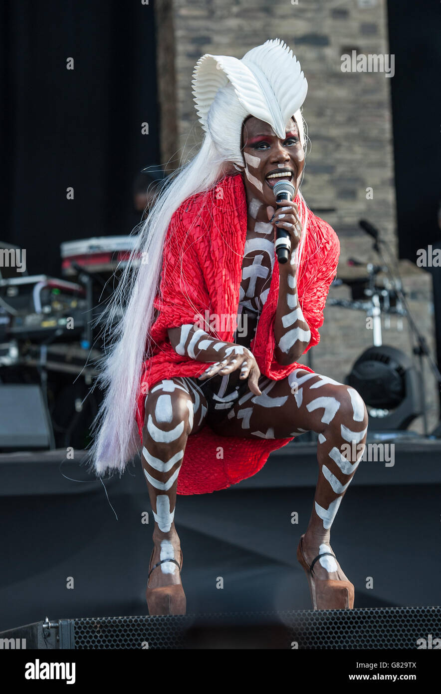 Grace Jones performing live on stage on day 2 of Parklife festival on ...