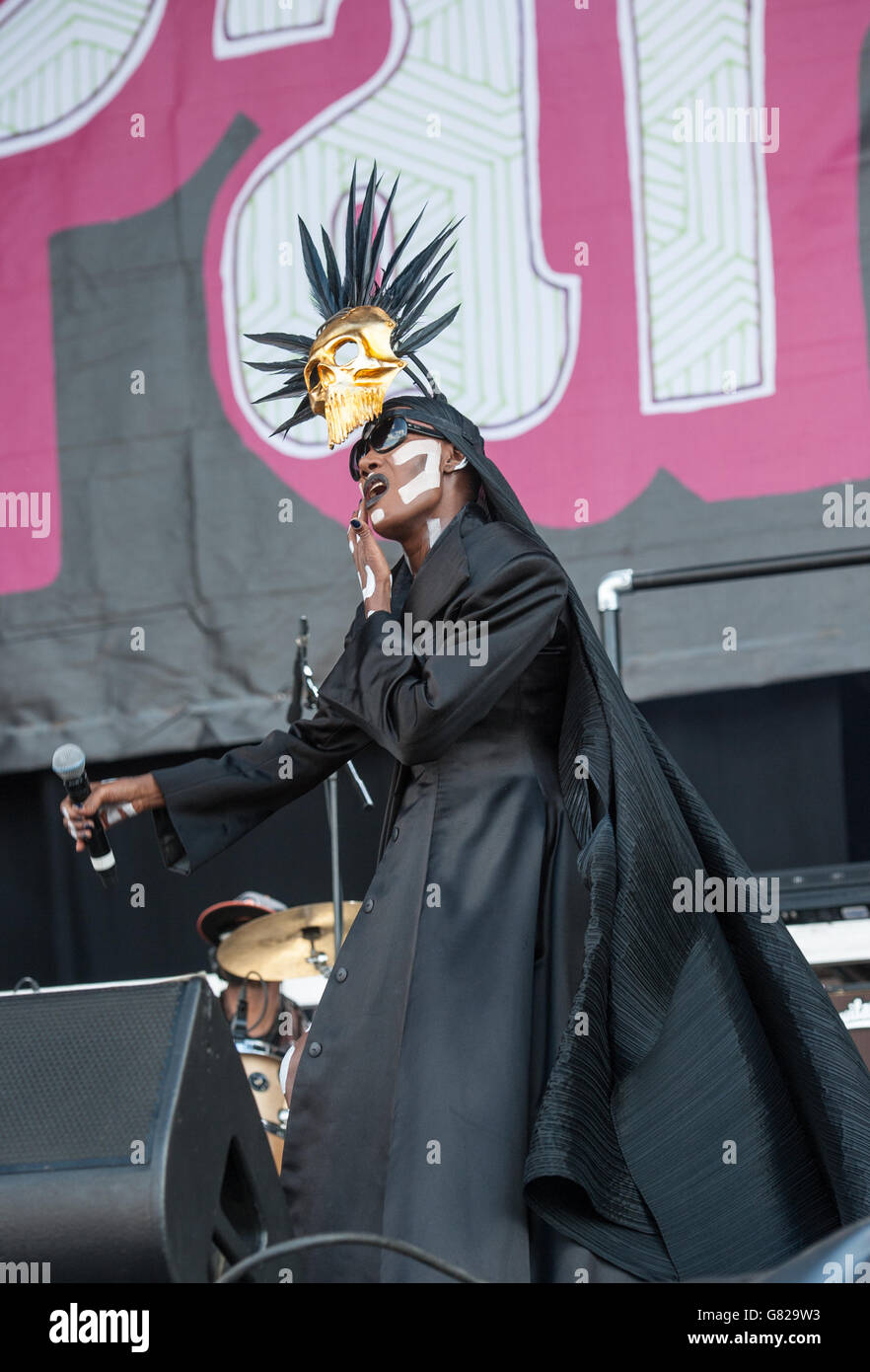 Grace Jones performing live on stage on day 2 of Parklife festival on ...