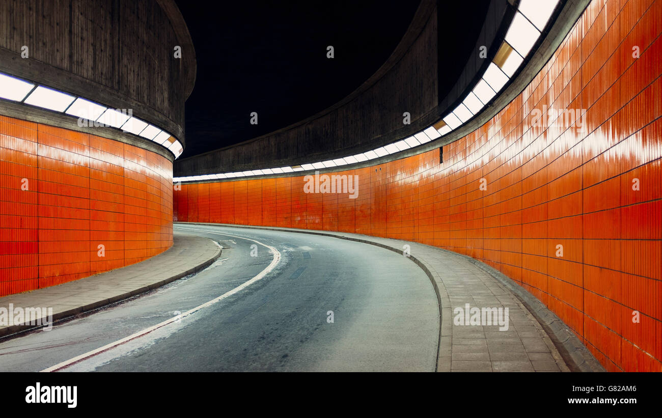 Interior of illuminated tunnel Stock Photo - Alamy