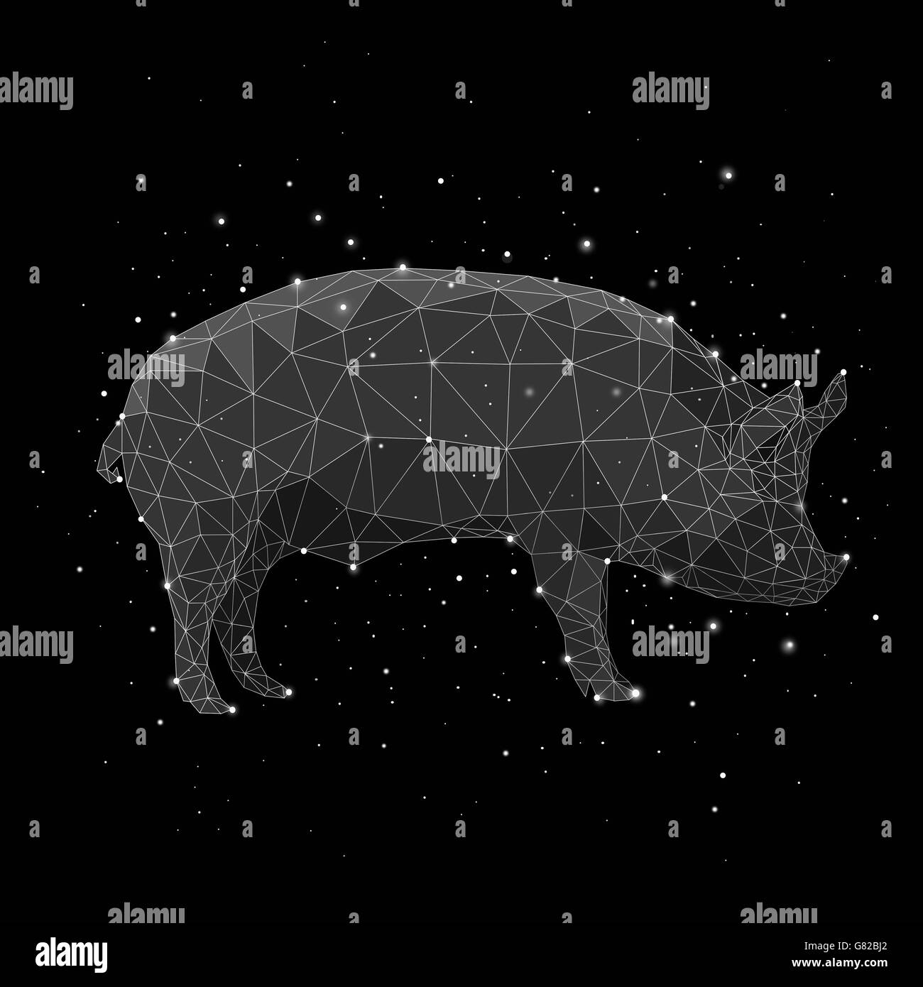 Composite image of constellation forming pig against black background ...