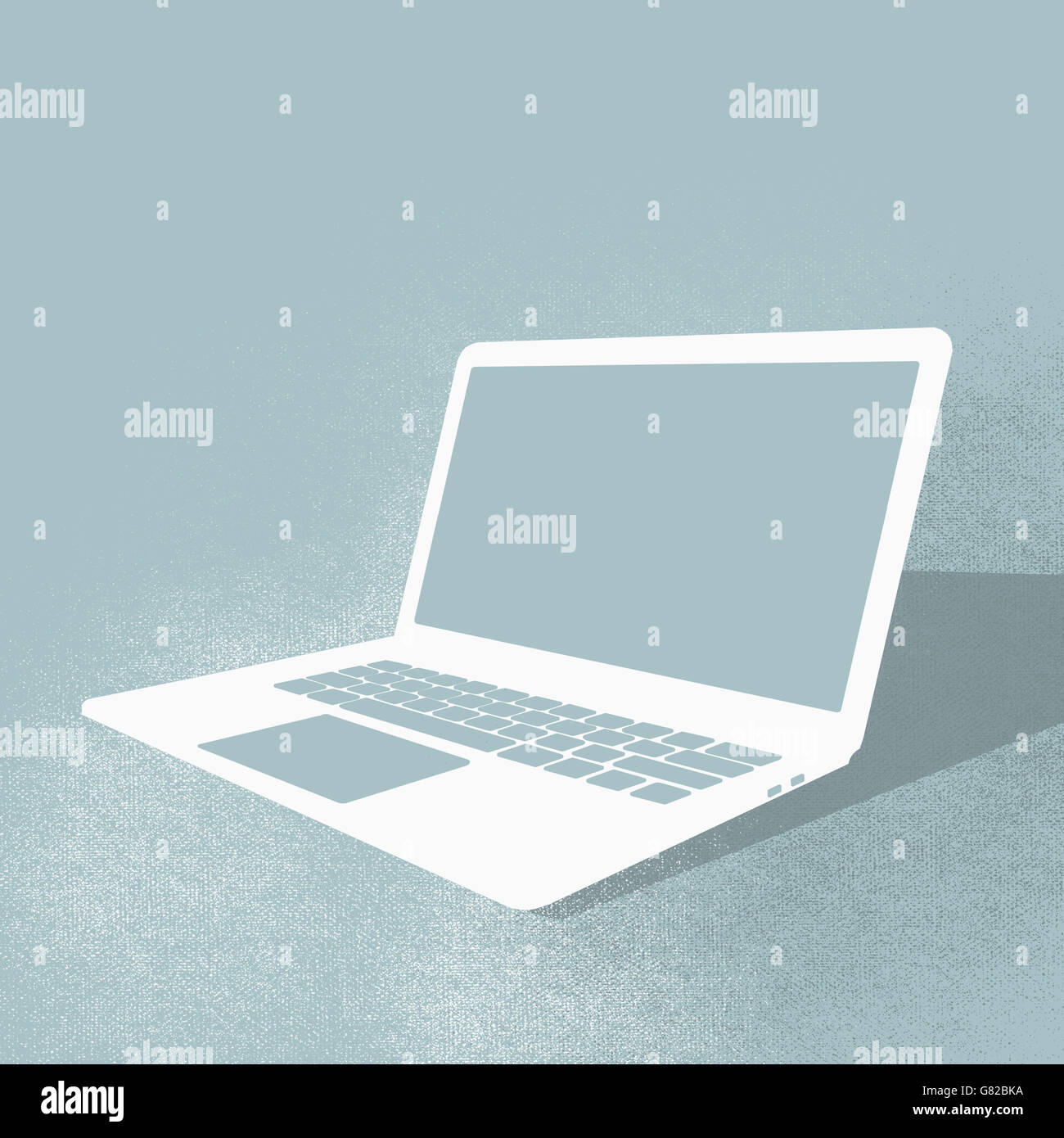 Illustration of laptop against turquoise background Stock Photo - Alamy
