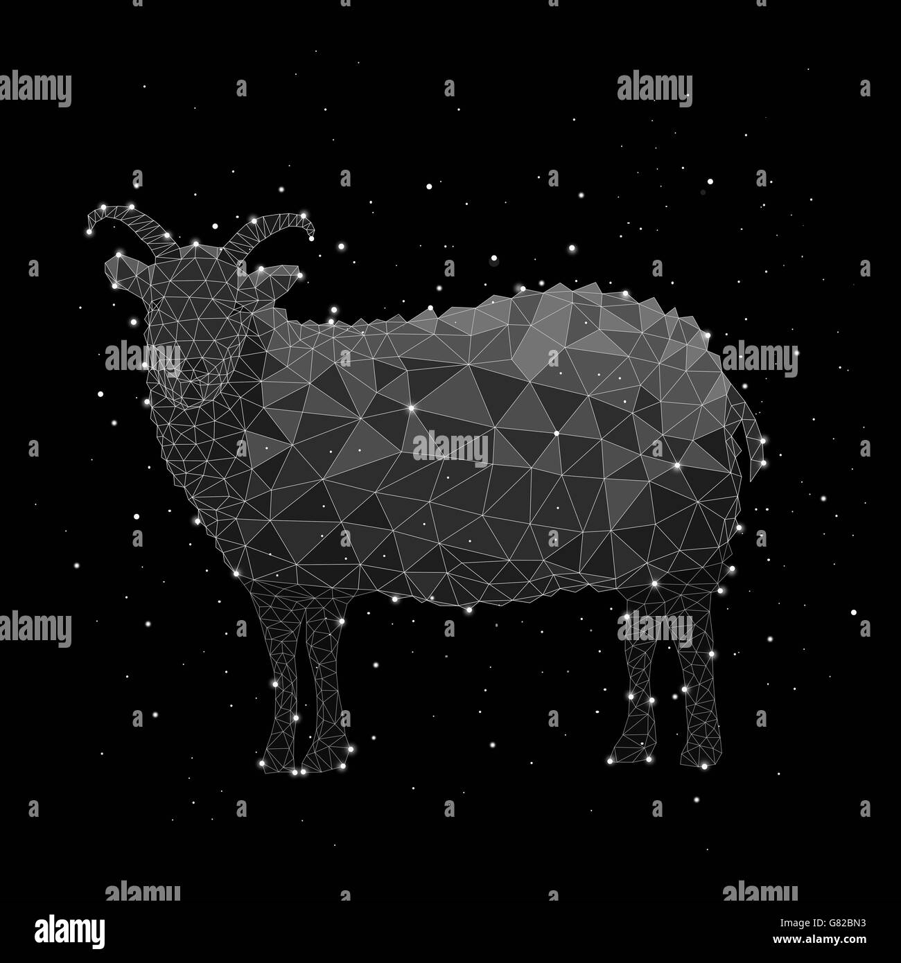 Digital composite image of constellation forming sheep against black ...