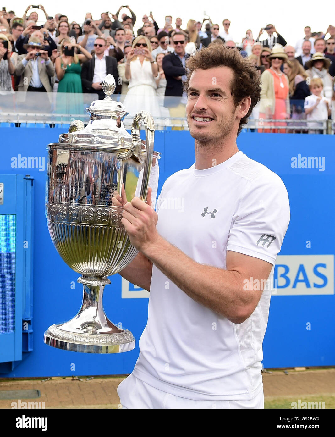 Great Britain's Andy Murray holds the trophy after defeating South ...