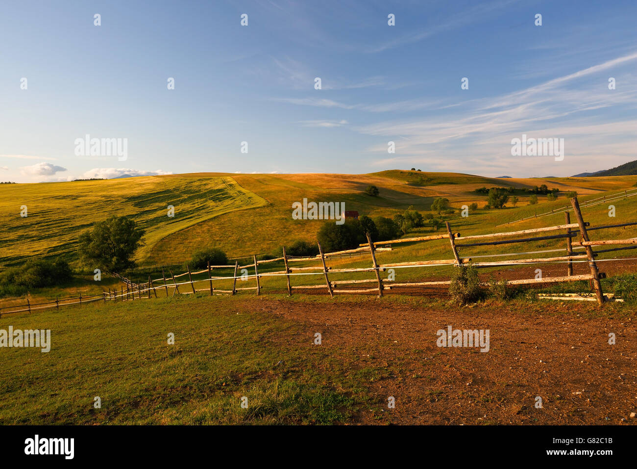 Pastures in the countryside of Turiec region, northern Slovakia Stock ...