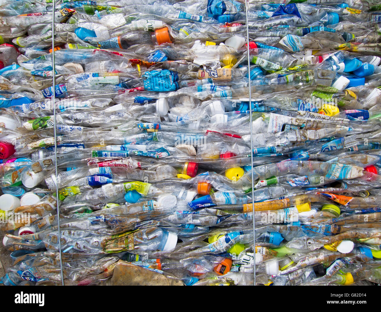 Full frame shot of crushed plastic bottles at garbage dump Stock Photo ...