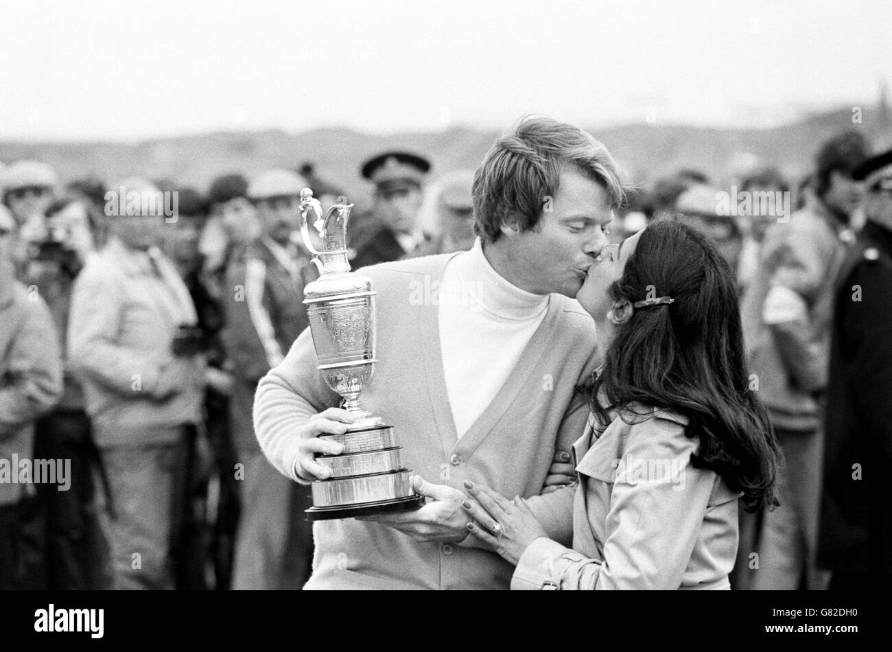 Triple open golf champion tom receives kiss from his wife hi-res stock ...