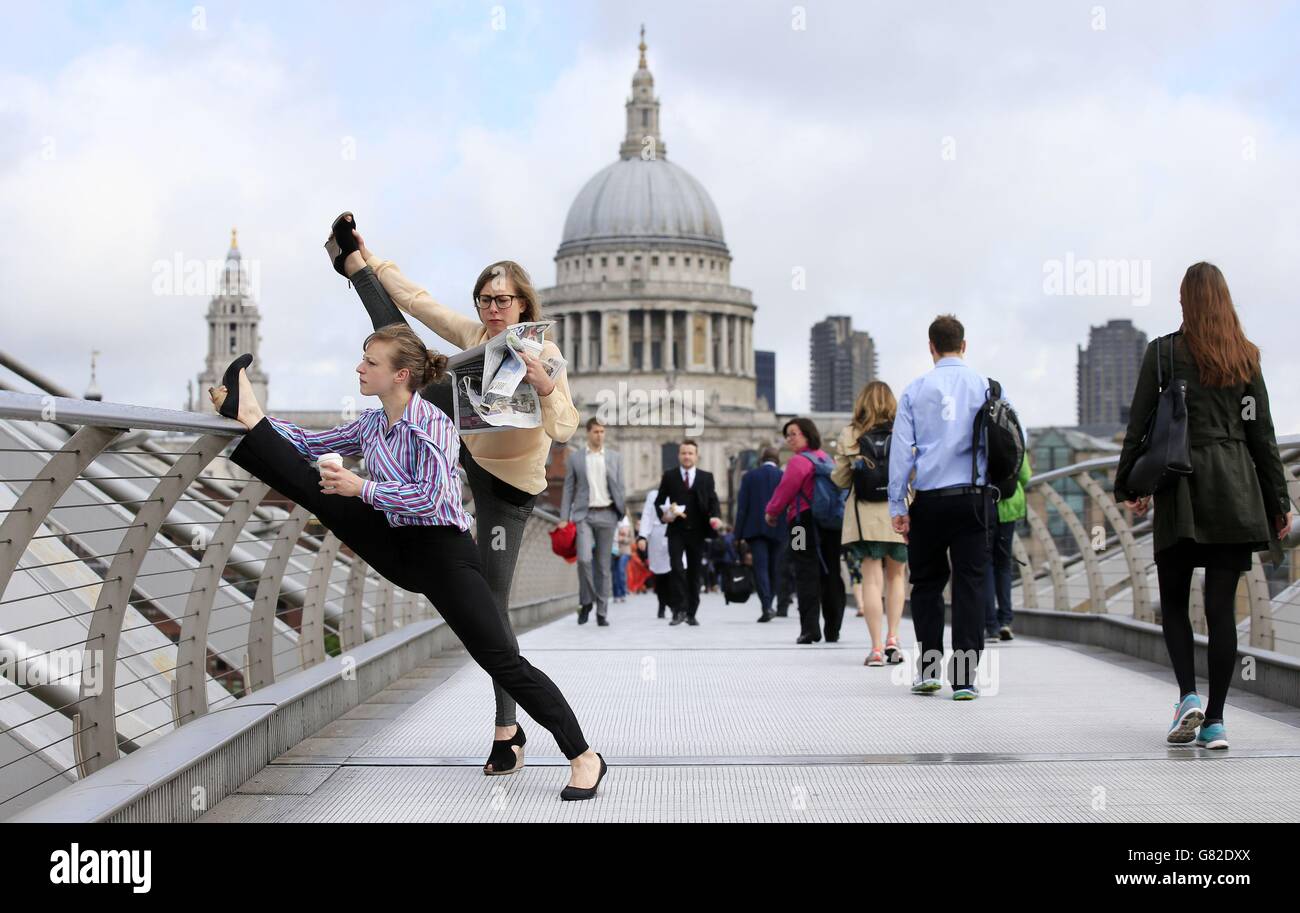 Anna Simpson (left) and Maria Gray (second left) from Full Stop perform ...