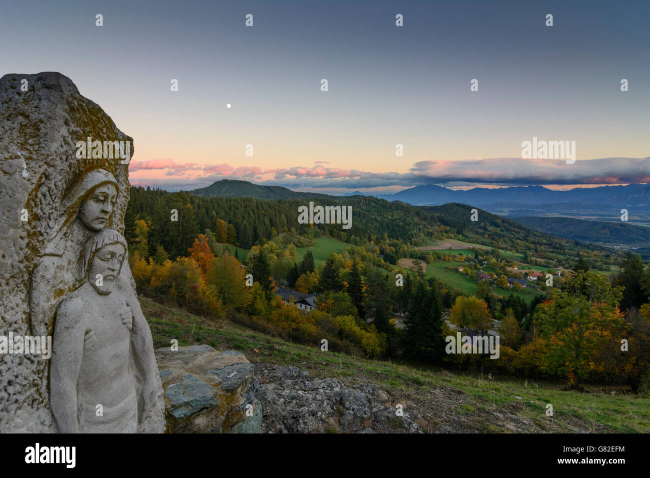 wayside shrine and views of the slopes of the Magdalensberg to the ...