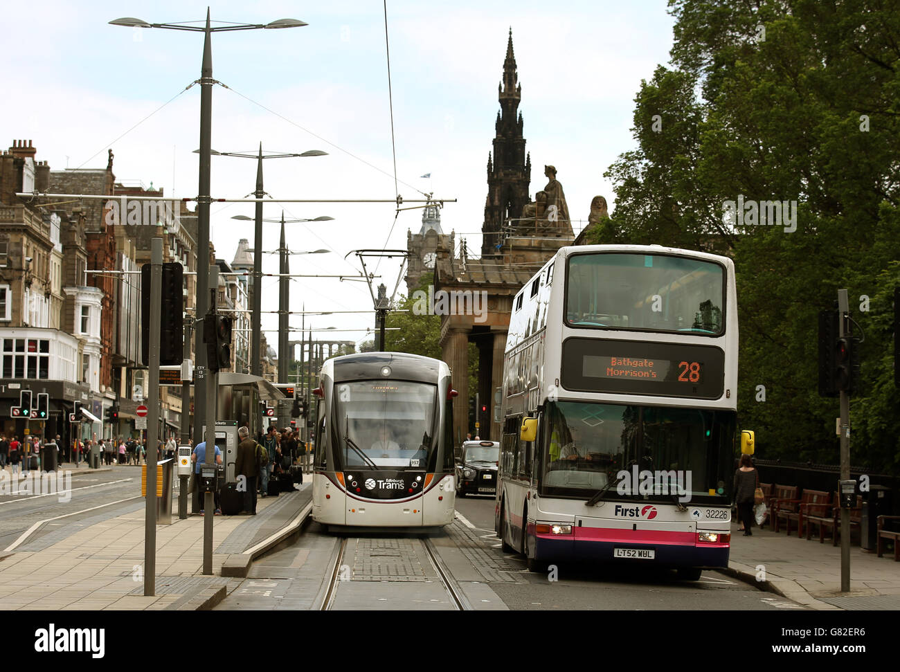 Edinburgh Trams operating on Princes Street in Edinburgh Stock Photo ...